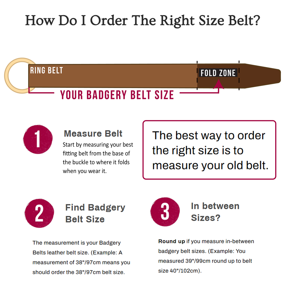 Kangaroo Leather Mens Ring Belt | Queenslander (35mm Wide) – Badgery ...